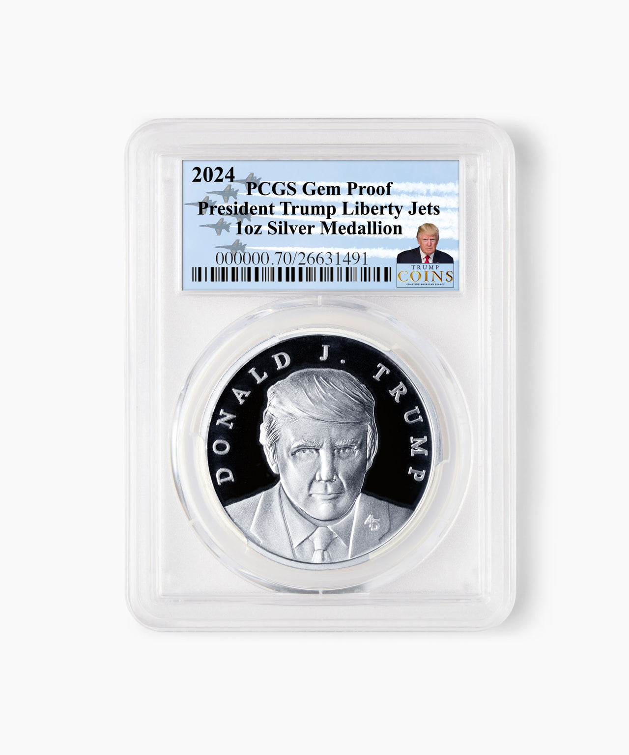 President Trump Liberty Jets Silver Medallion (Certified) – Trump Coins